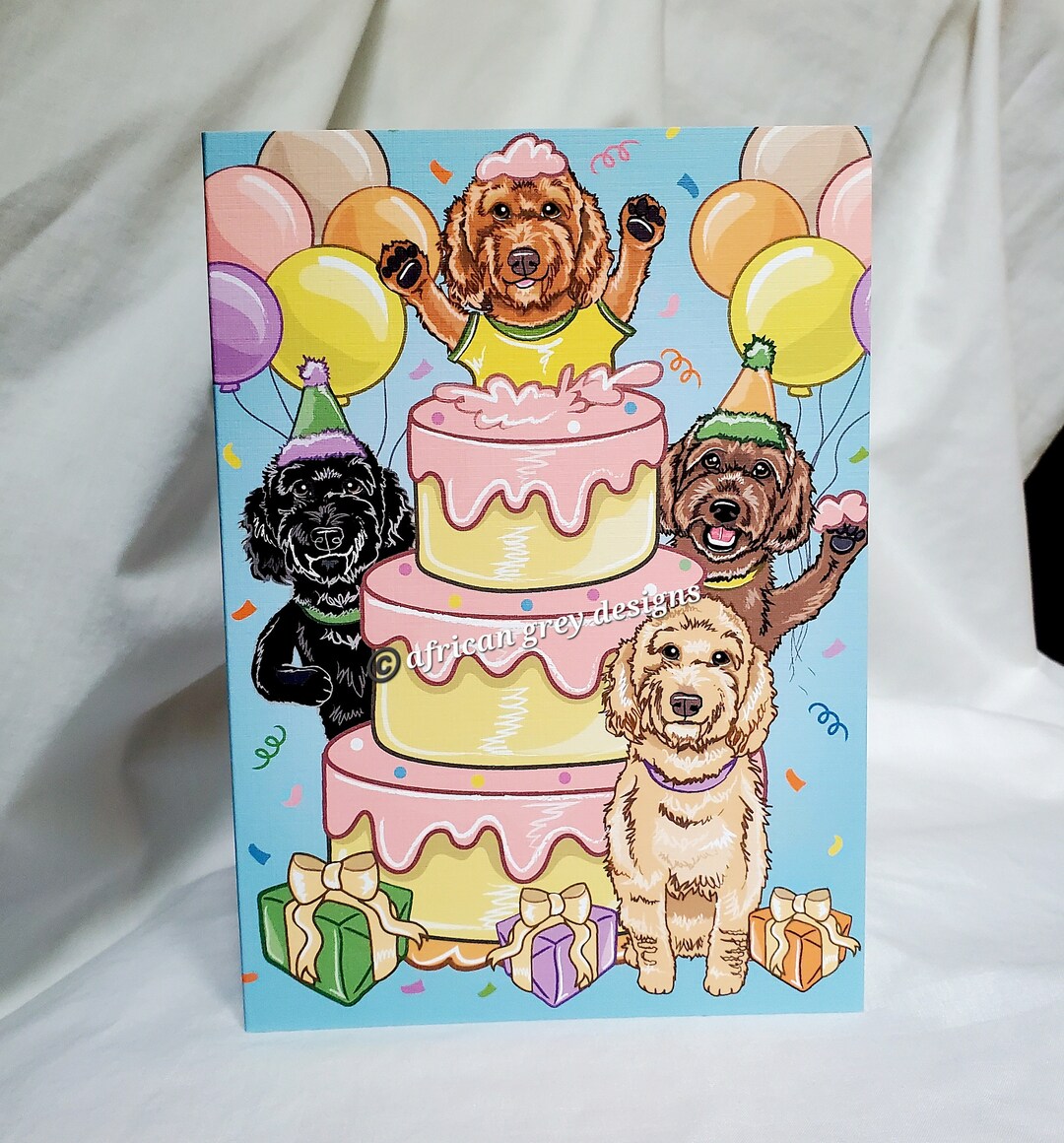 Labradoodle Birthday Cake Greeting Card Goldendoodle - Etsy