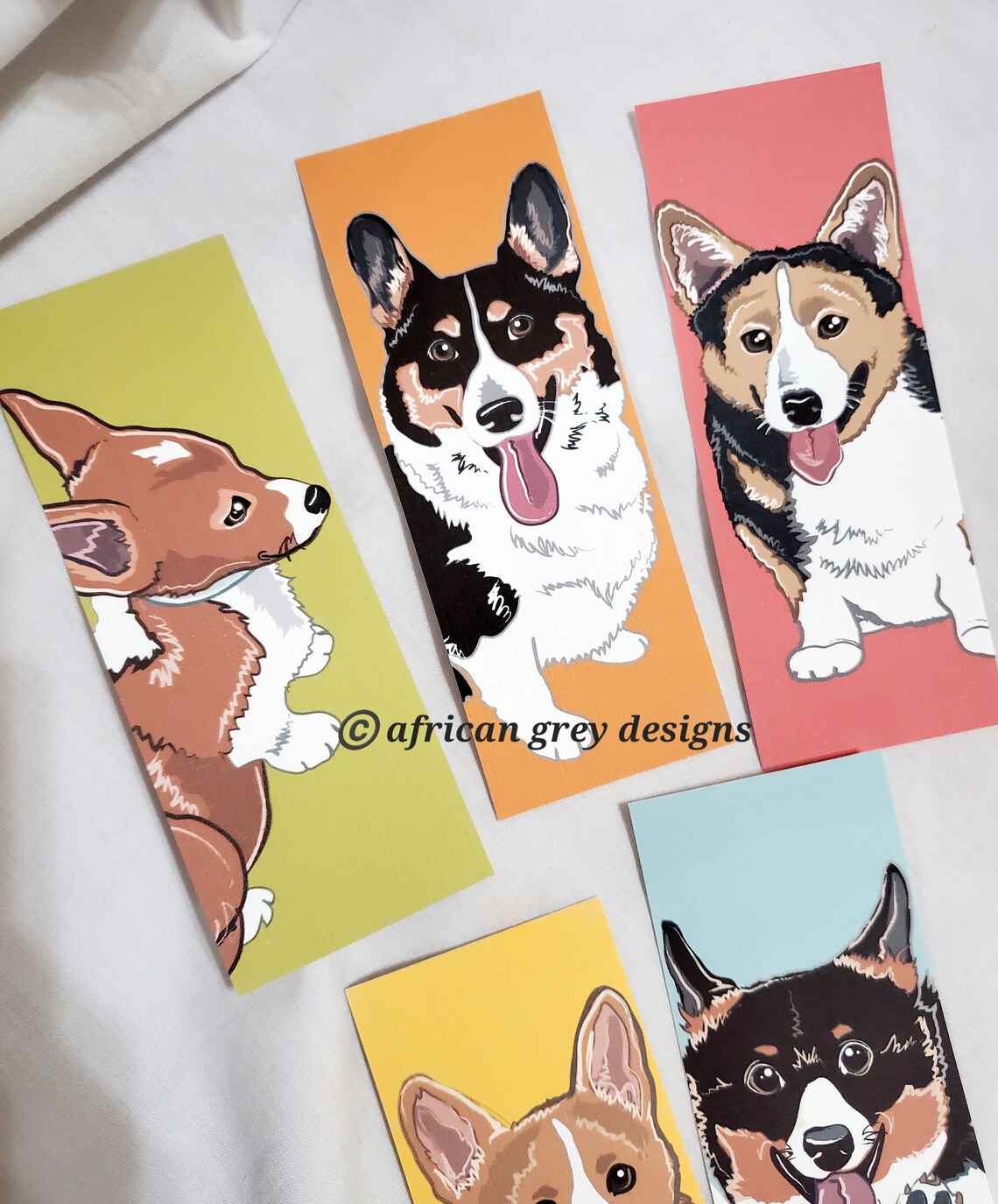Colorful Corgi Bookmarks Eco-friendly Set of 5 Printed on - Etsy