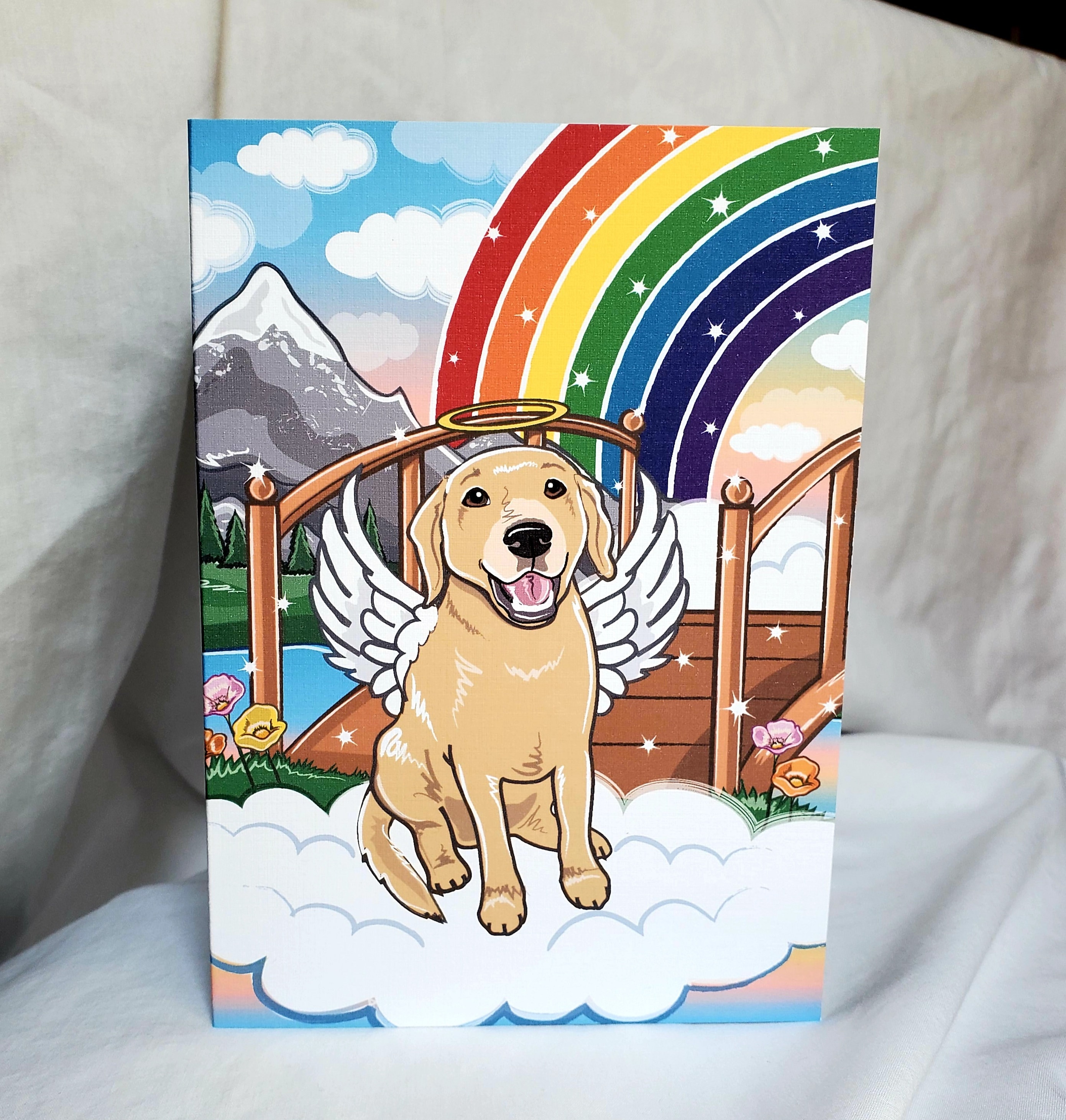Rainbow Bridge Lab Angel Greeting Card Choose Your Fur Color - Etsy