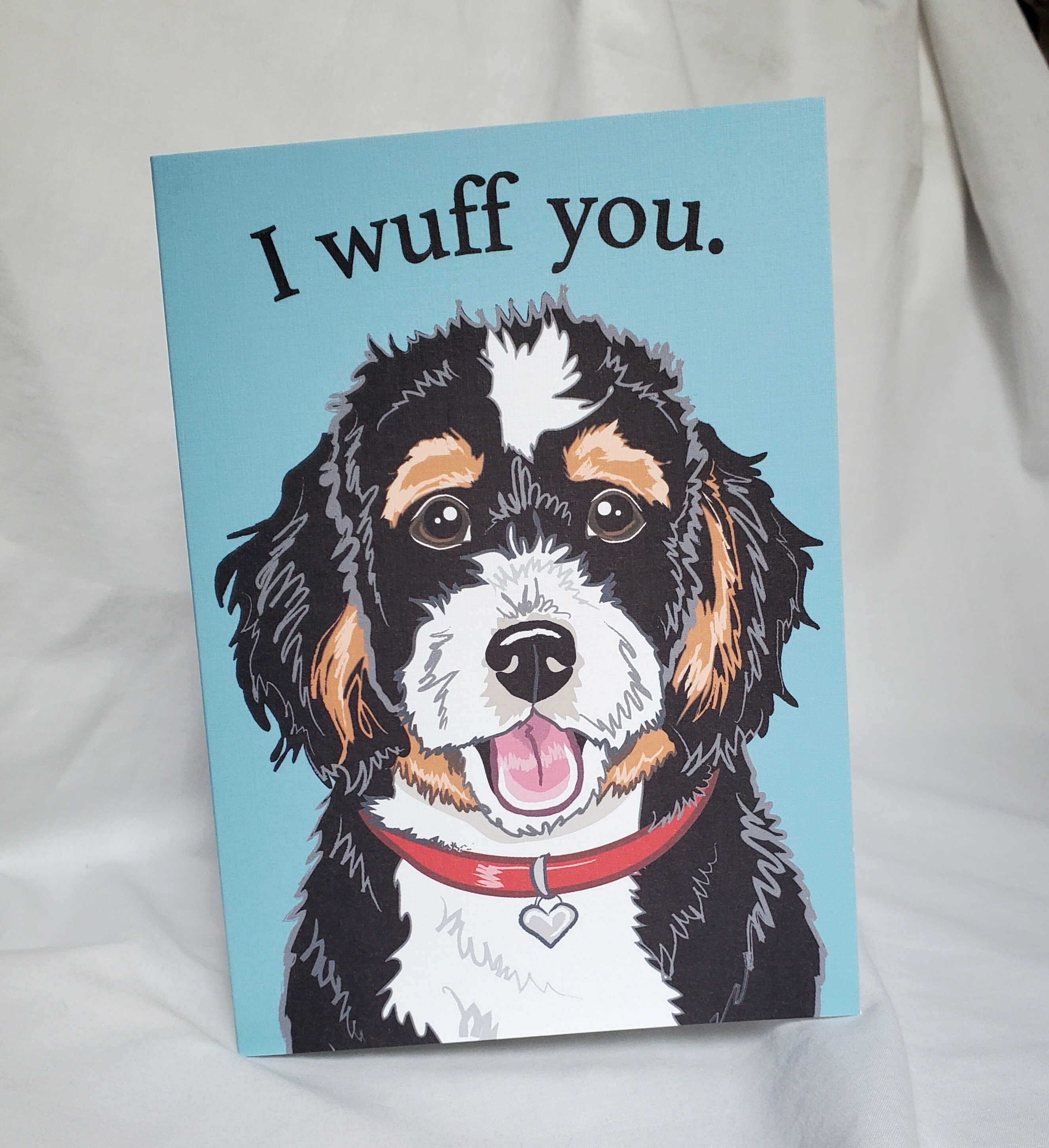 Bernedoodle Wuff You Greeting Card | Etsy