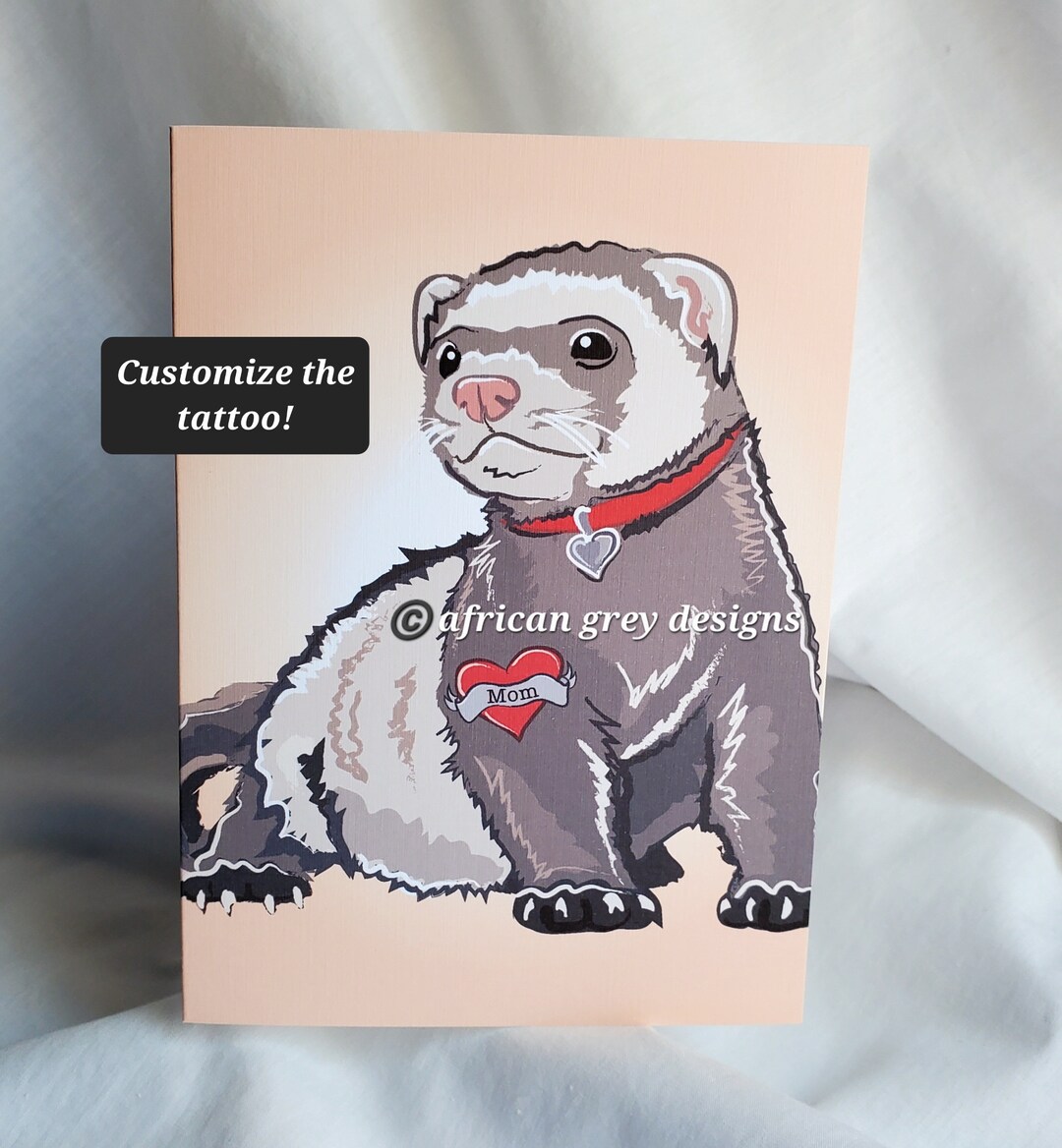 Custom Ferret Tattoo Greeting Card - Etsy