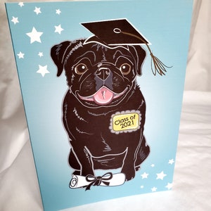 Black Pug Graduation Greeting Card - Etsy