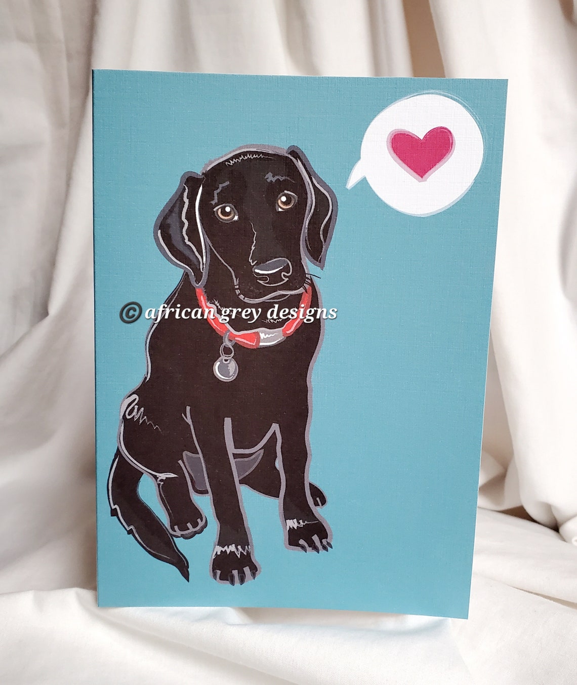 Black Lab Heart Greeting Card - Etsy
