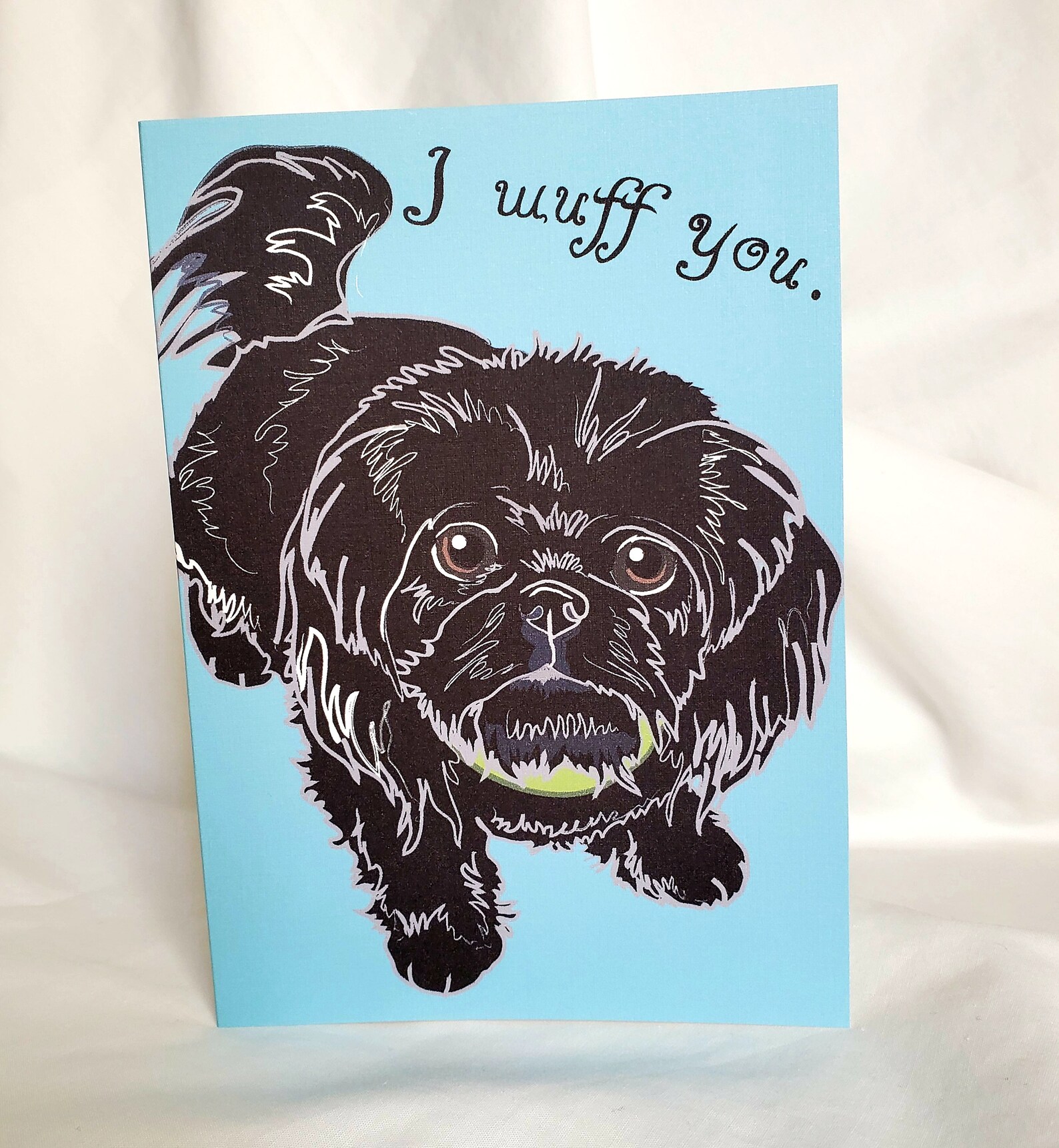 Shih Tzu Wuff You Greeting Card Solid Black - Etsy