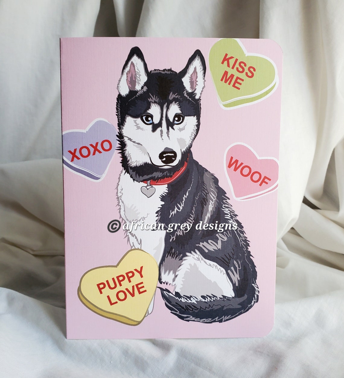 Siberian Husky Puppy Love Greeting Card - Etsy