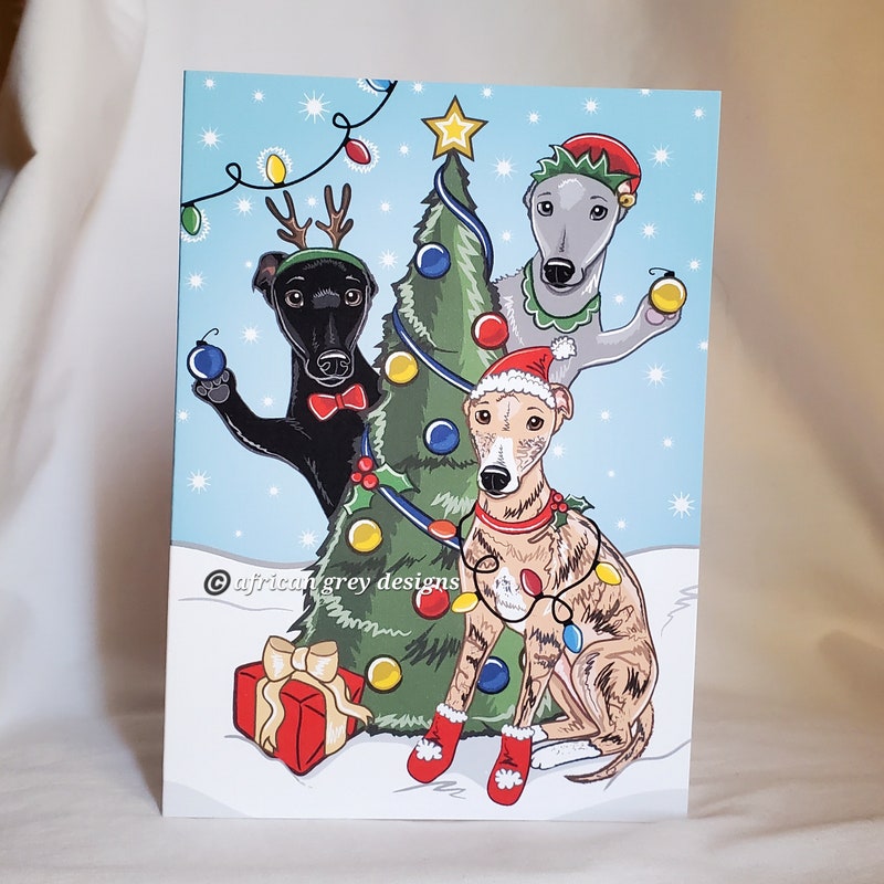 Greyhound Christmas Cards - Etsy