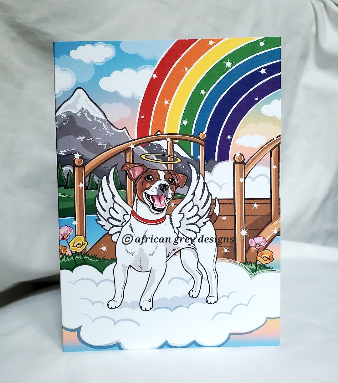 Rainbow Bridge Jack Russell Terrier Angel Greeting Card - Etsy