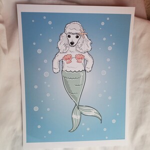 Poodle Mermaid - Bikini Shell Top - Eco-friendly 8x10 Print - Choose ...