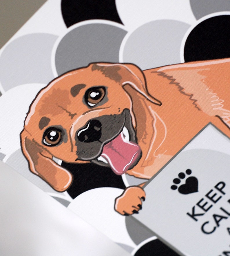 Keep Calm Puggle Greeting Card | Etsy