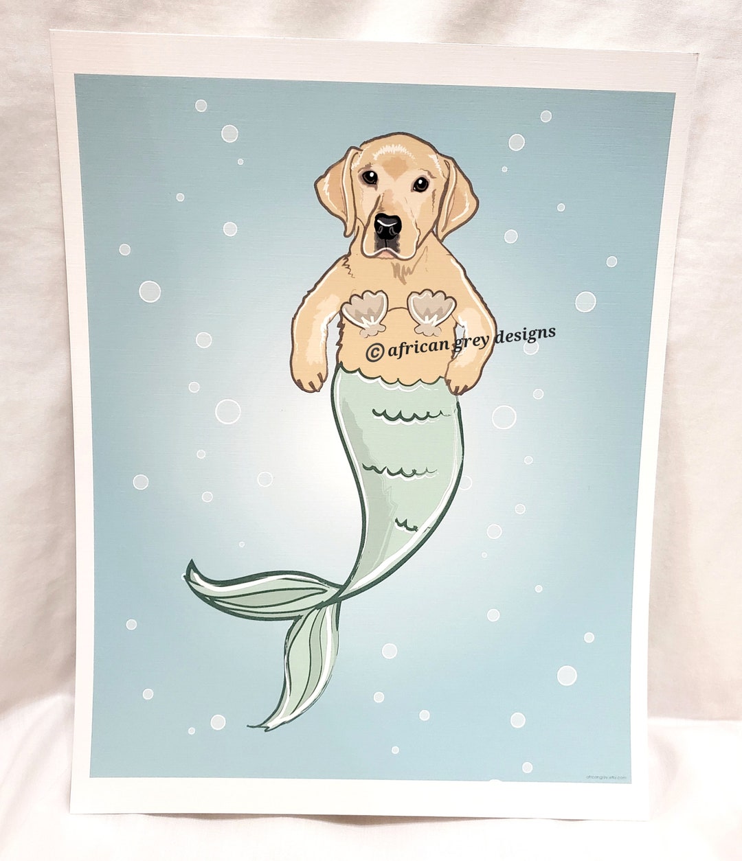 Yellow Labrador Retriever Mermaid - Bikini Shell Top - Eco-friendly ...
