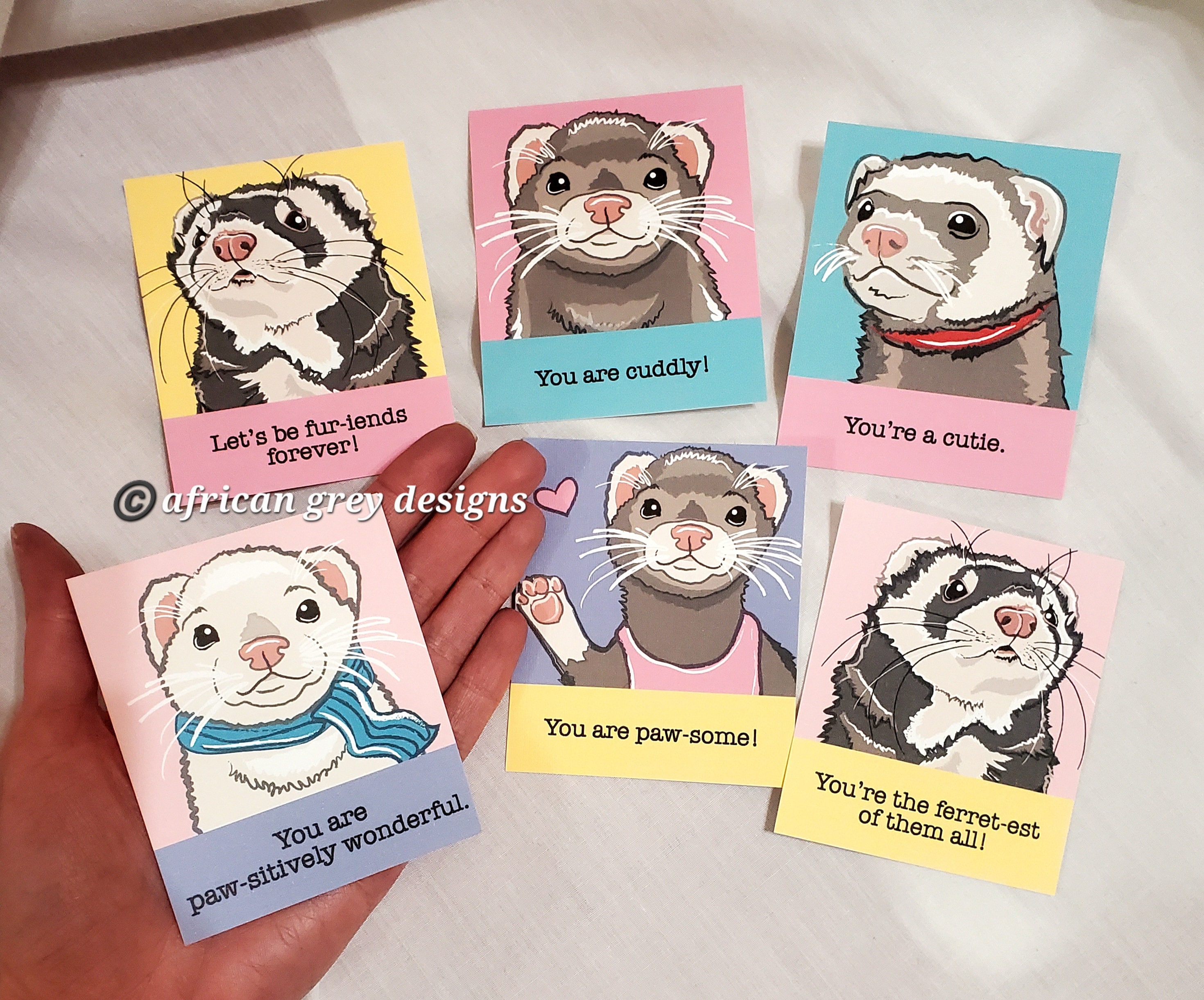 Ferret Valentines - Mini Eco-friendly Set of 6 - Etsy