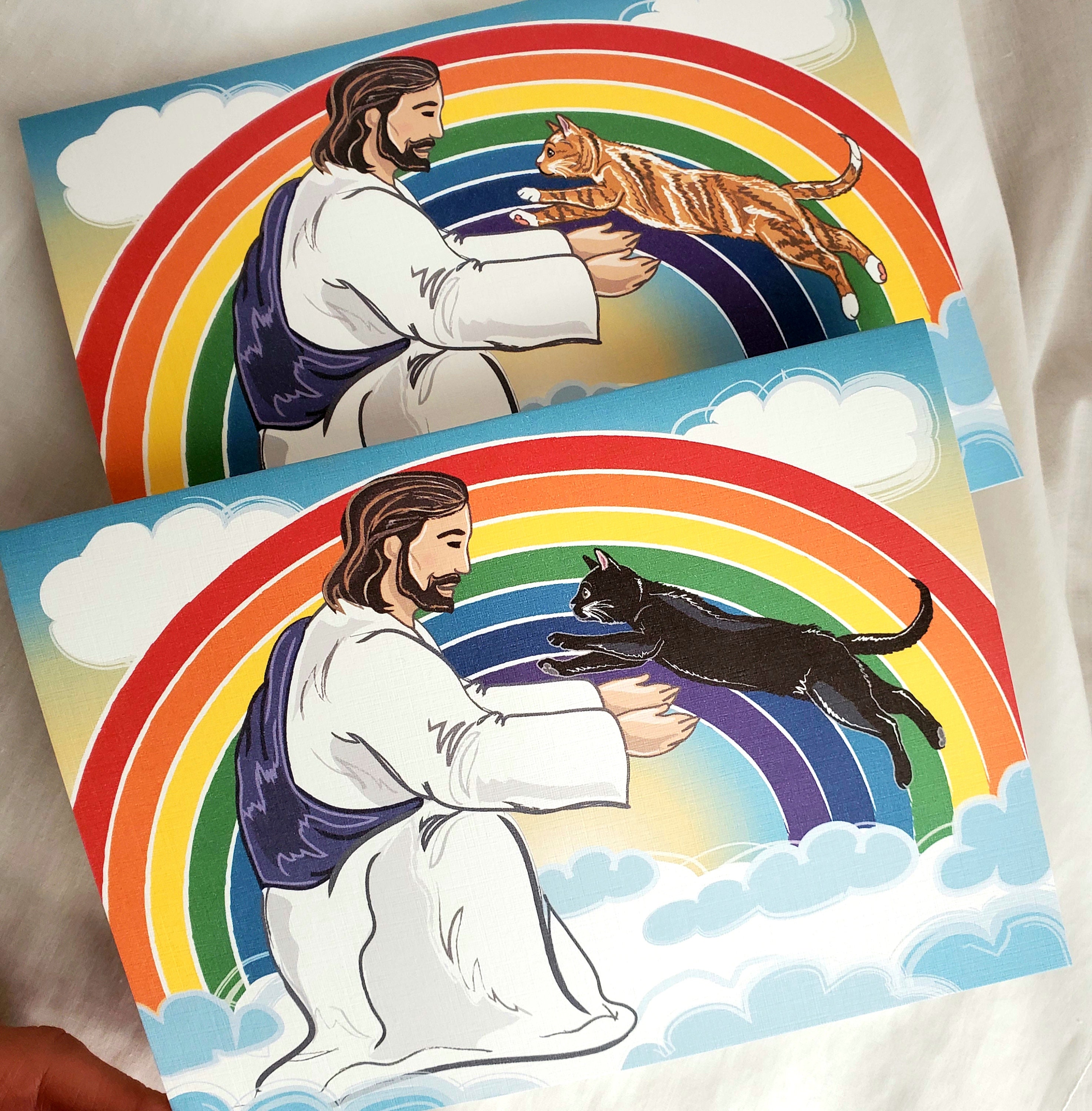 Heavenly Cat Greeting Card Choose Your Fur Color | Etsy