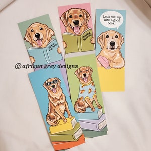 Golden Retriever Bookworm Bookmarks - Eco-friendly Set of 5 - Etsy