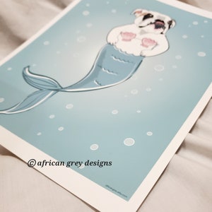 Mermaid English Bulldog - White - Eco-friendly 8x10 Print - Etsy