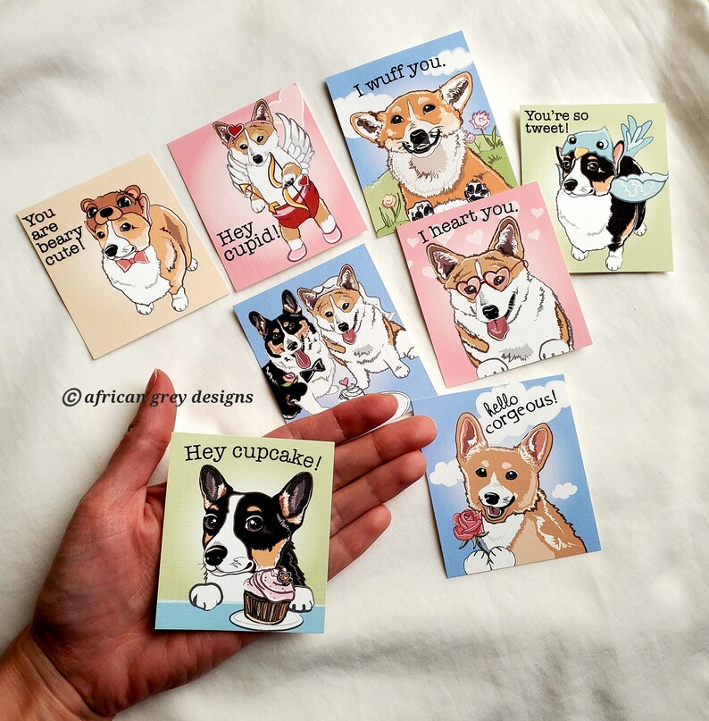 Corgi Valentines - Candy Colors - Mini Eco-friendly Set of 8 - Printed ...