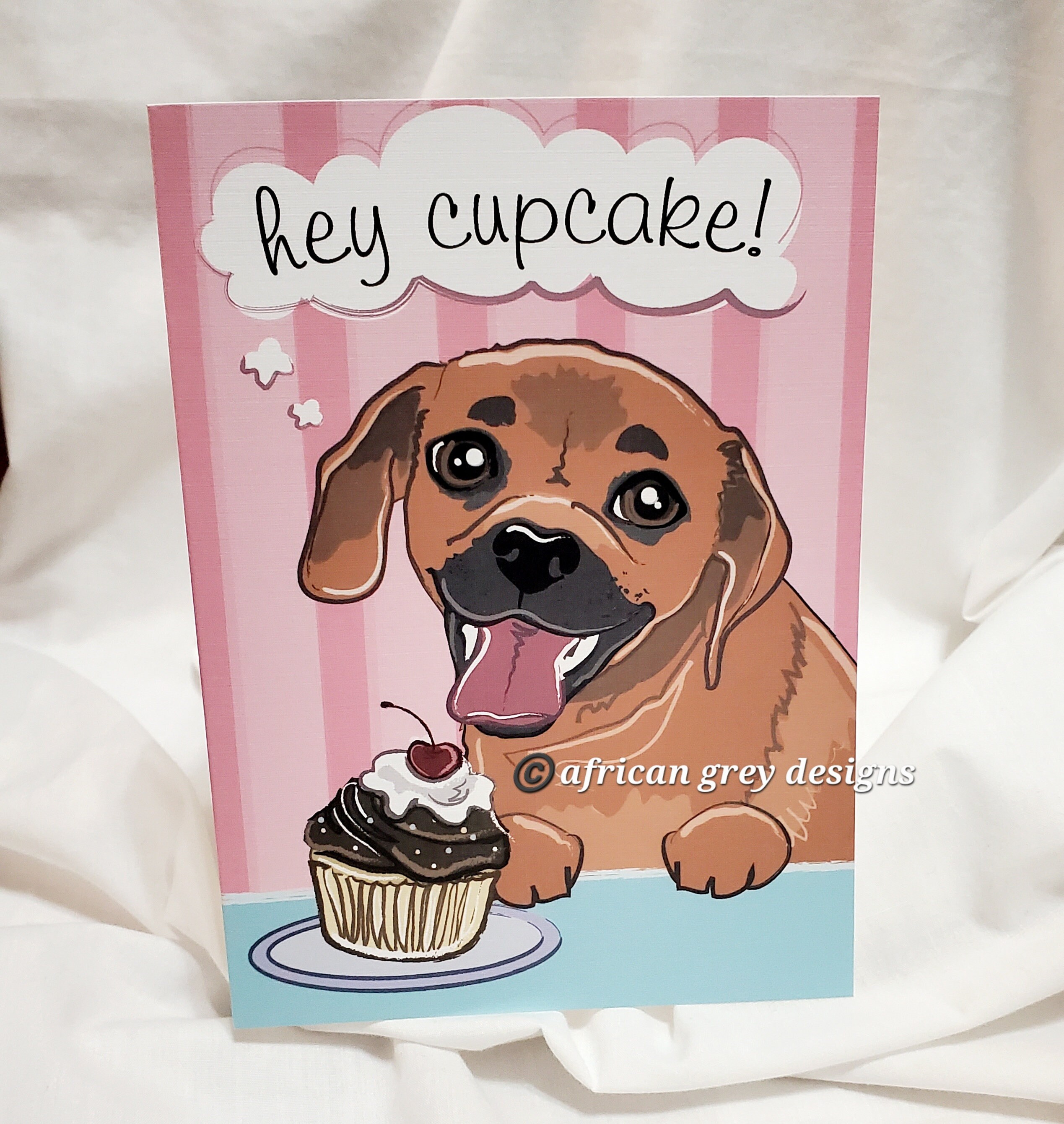 Puggle Cupcake Greeting Card - Etsy