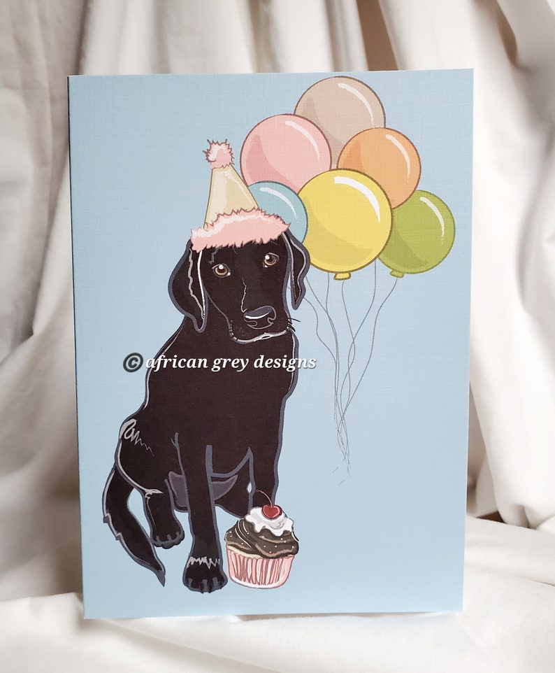 Black Lab 'n Balloons Greeting Card - Etsy
