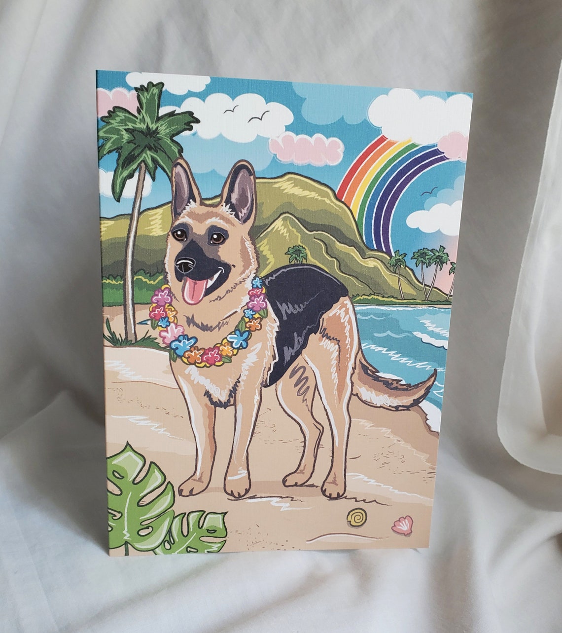 Hawaiian German Shepherd Greeting Card - Etsy