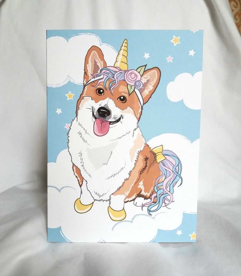 Unicorn Corgi Greeting Card - Etsy