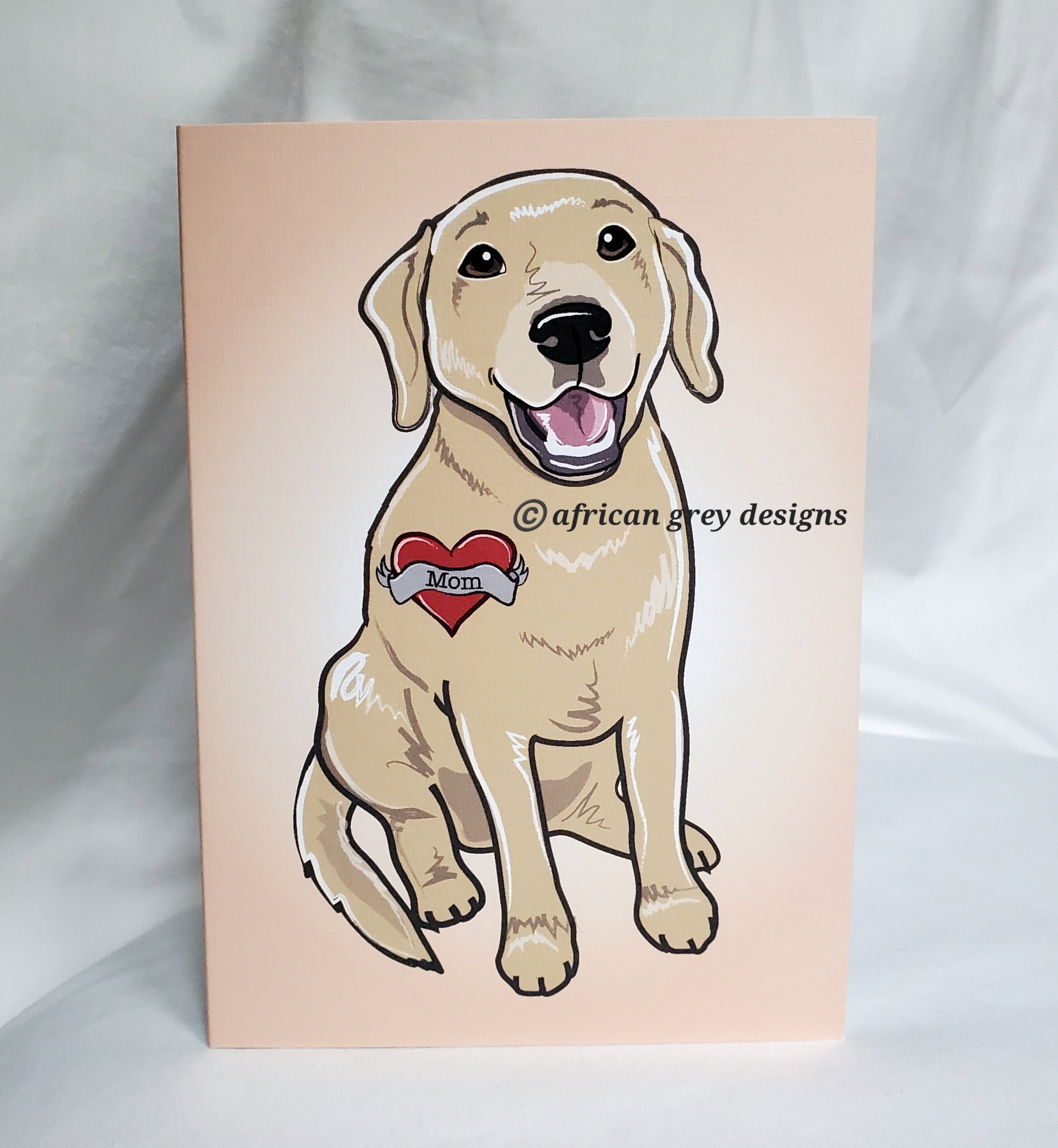 Yellow Lab Tattoo Greeting Card Customized With Your Name - Etsy