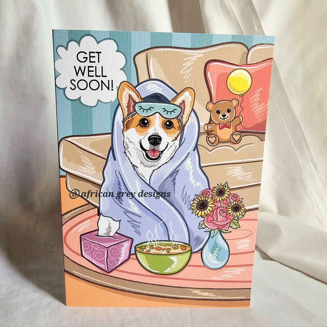 Get Well Corgi Greeting Card - Etsy