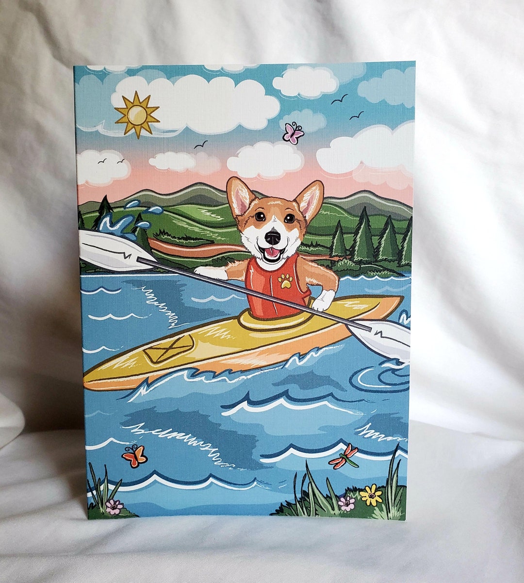 Kayaking Corgi Greeting Card - Etsy