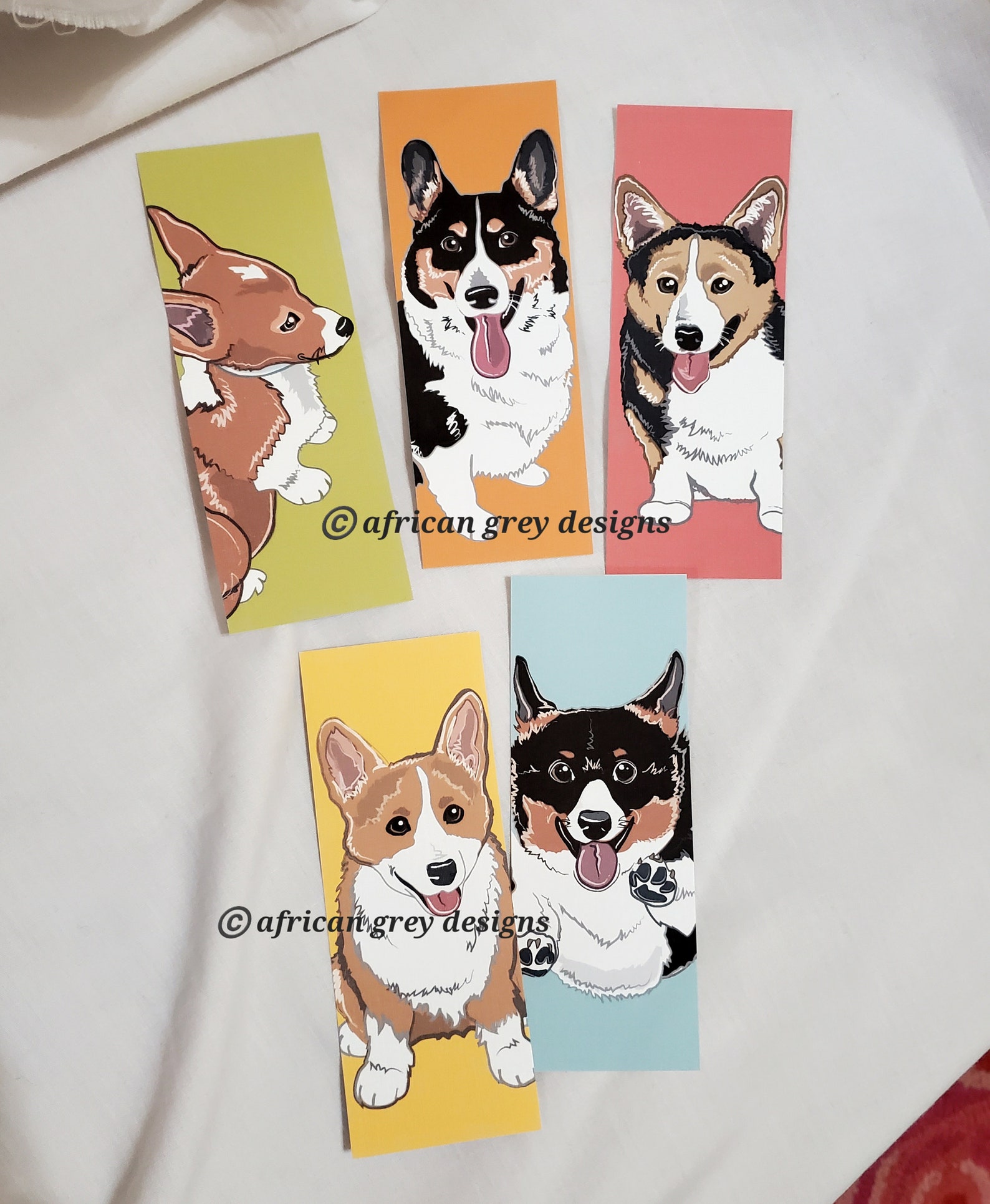 Colorful Corgi Bookmarks Eco-friendly Set of 5 Printed on - Etsy