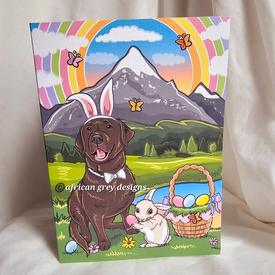 Easter Chocolate Lab Greeting Card - Rainbow Mountain Scene - Etsy