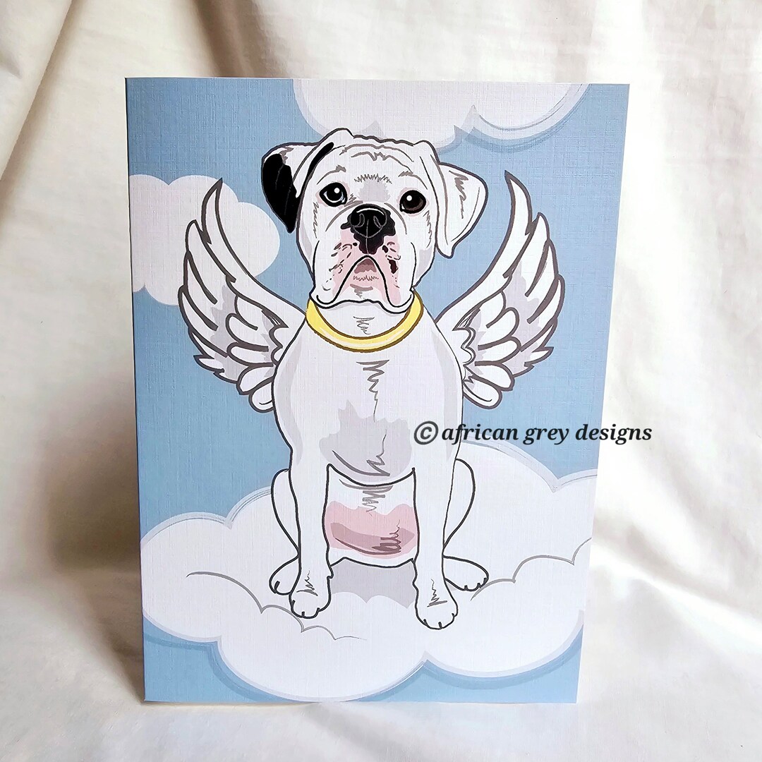 Angel Boxer Greeting Card - White Boxer - Etsy