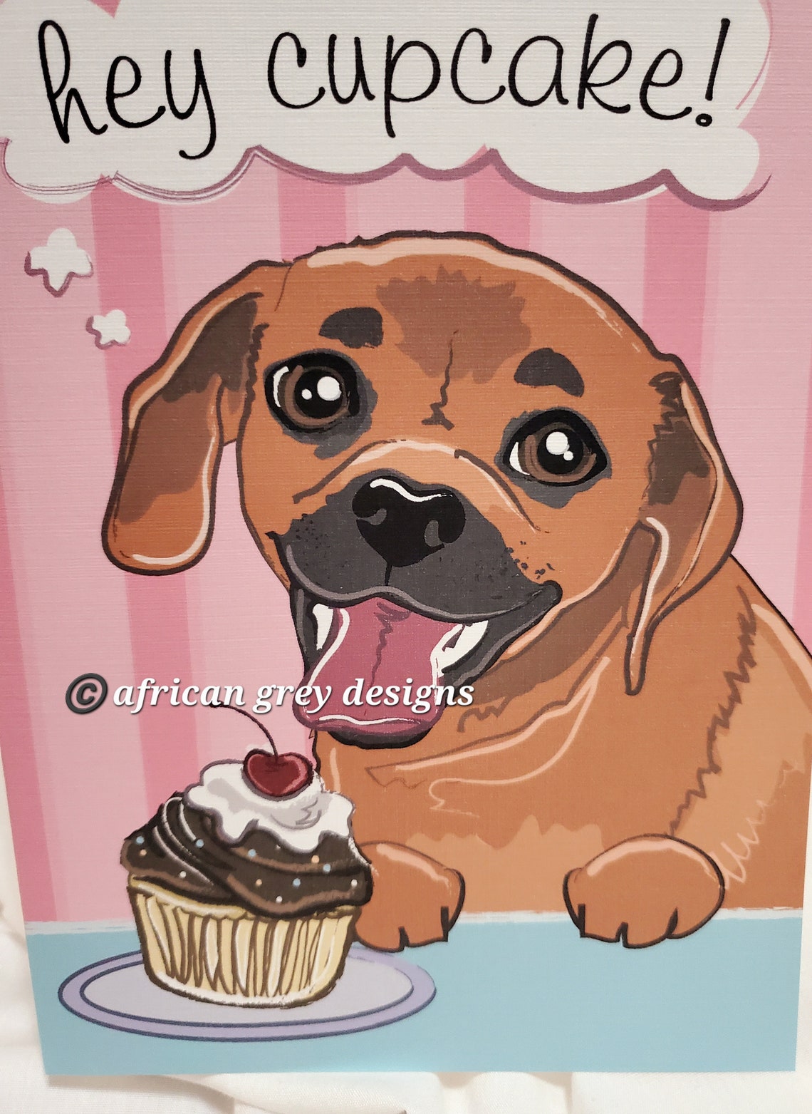 Puggle Cupcake Greeting Card - Etsy