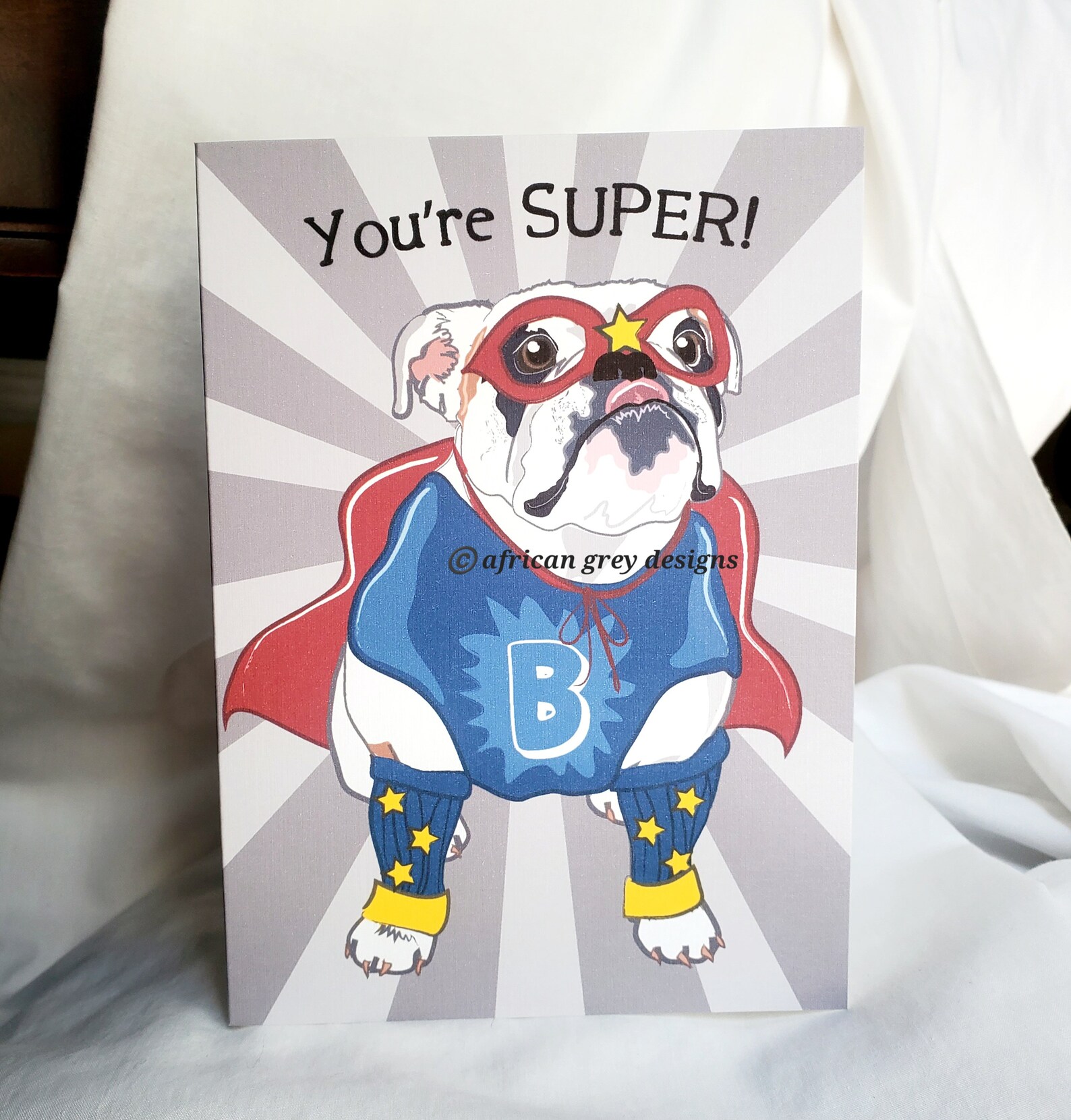 Super Bulldog Greeting Card Customizable With Your Letter - Etsy