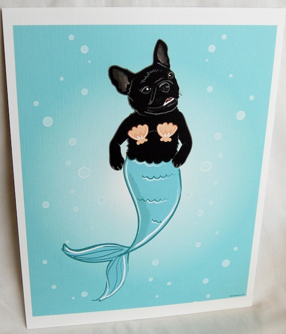 French Bulldog Mermaid Eco-friendly 8x10 Print on Recycled - Etsy