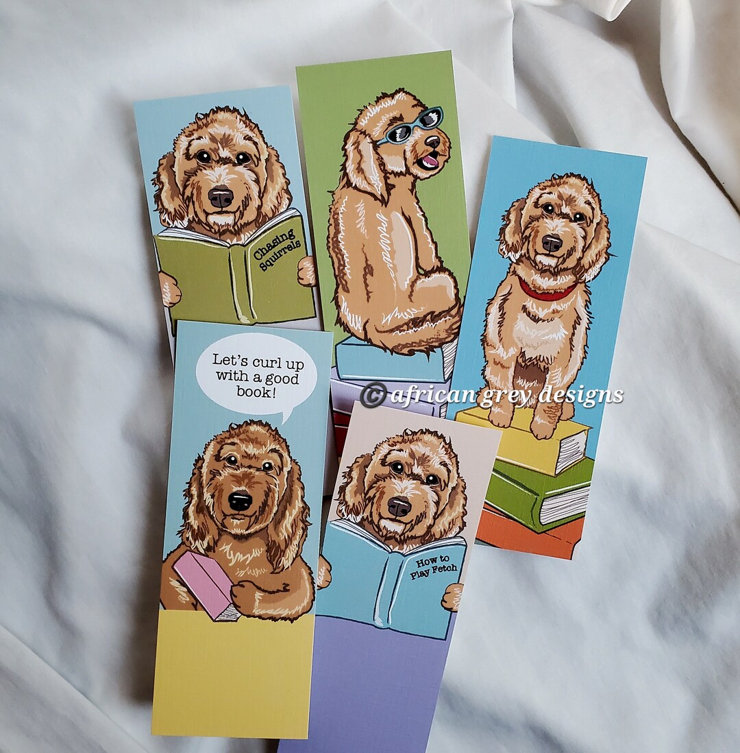 Labradoodle Bookmarks - Eco-friendly Set of 5 Printed on Recycled Linen ...
