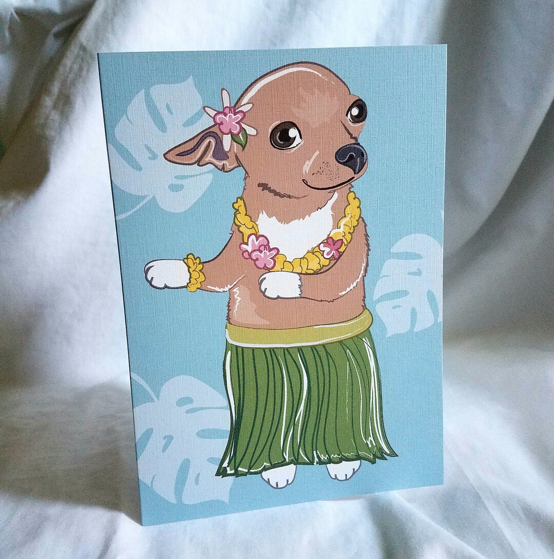 Hula Chihuahua Greeting Card - Etsy