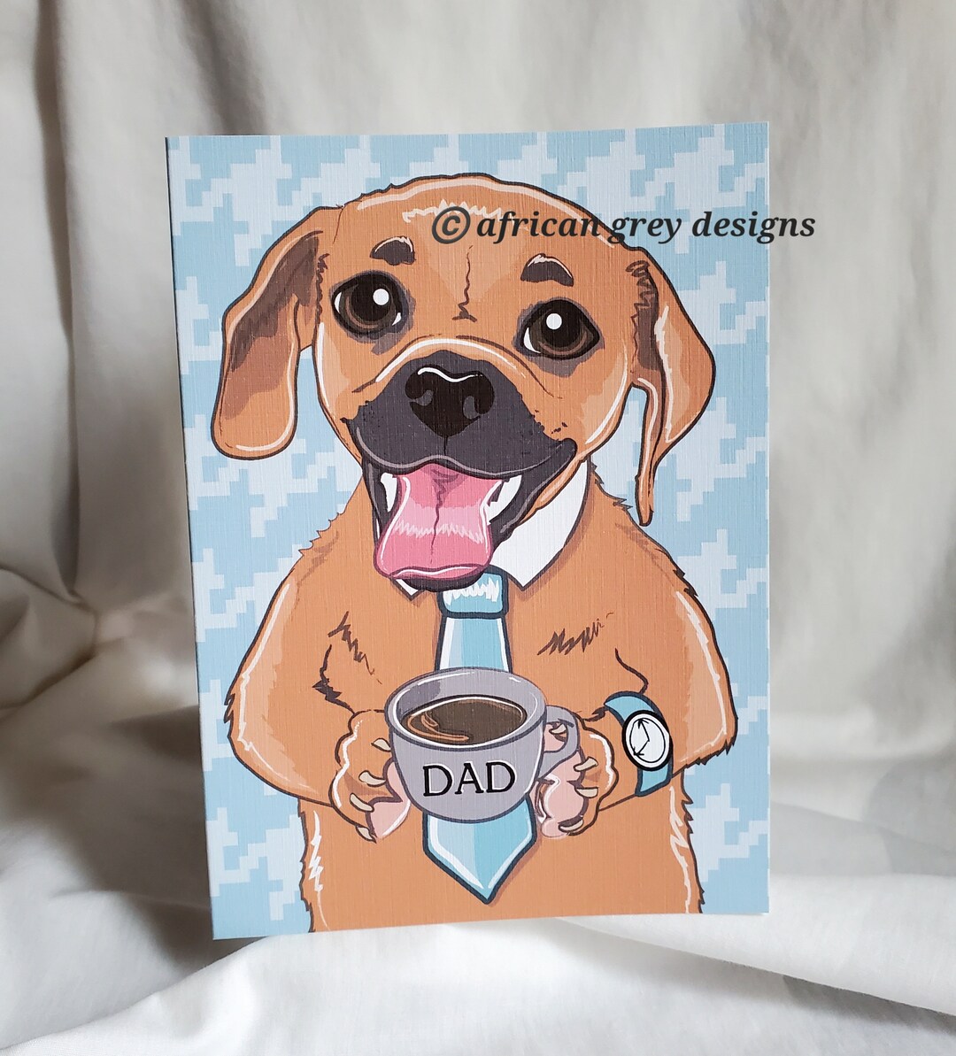 Puggle Dad Greeting Card - Etsy