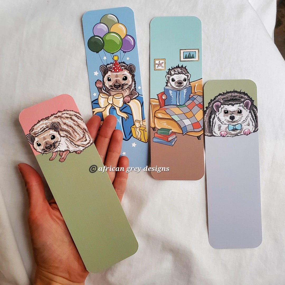 Large Hedgehog Bookmarks Eco-friendly Set of 4 Printed on Recycled ...