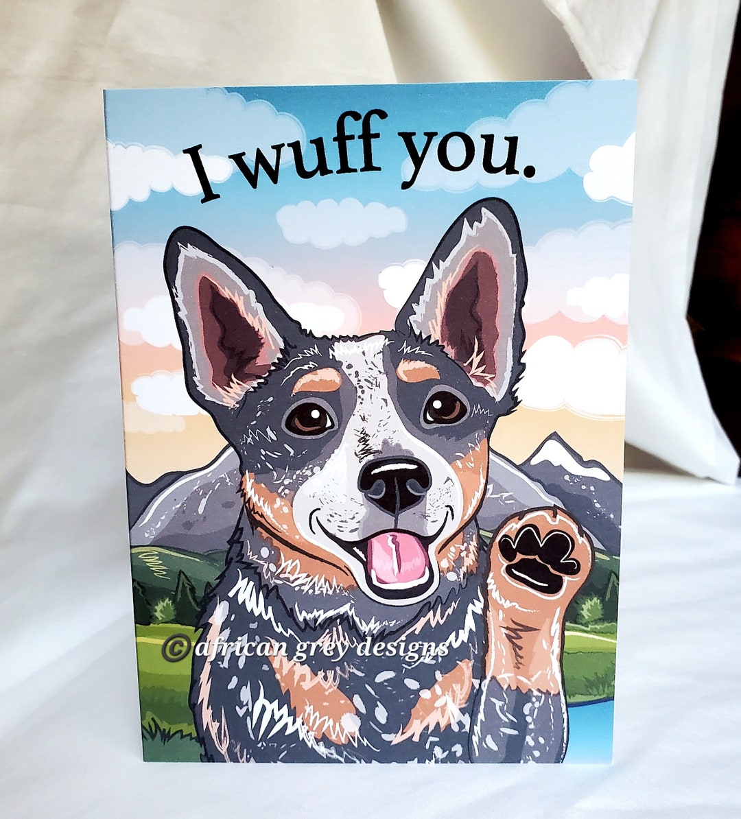 Blue Heeler Wuff You Greeting Card - Etsy
