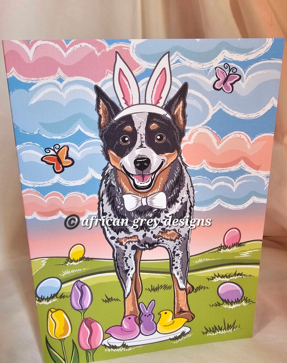 Easter Blue Heeler Greeting Card - Etsy