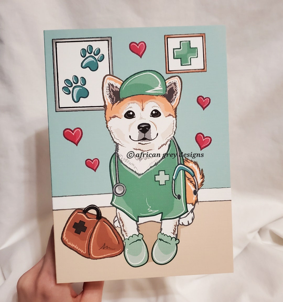 Dr. Shiba Inu Greeting Card Akita Doctor or Veterinary - Etsy