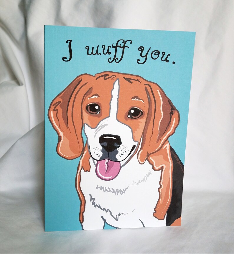 Wuff You Beagle Greeting Card - Etsy