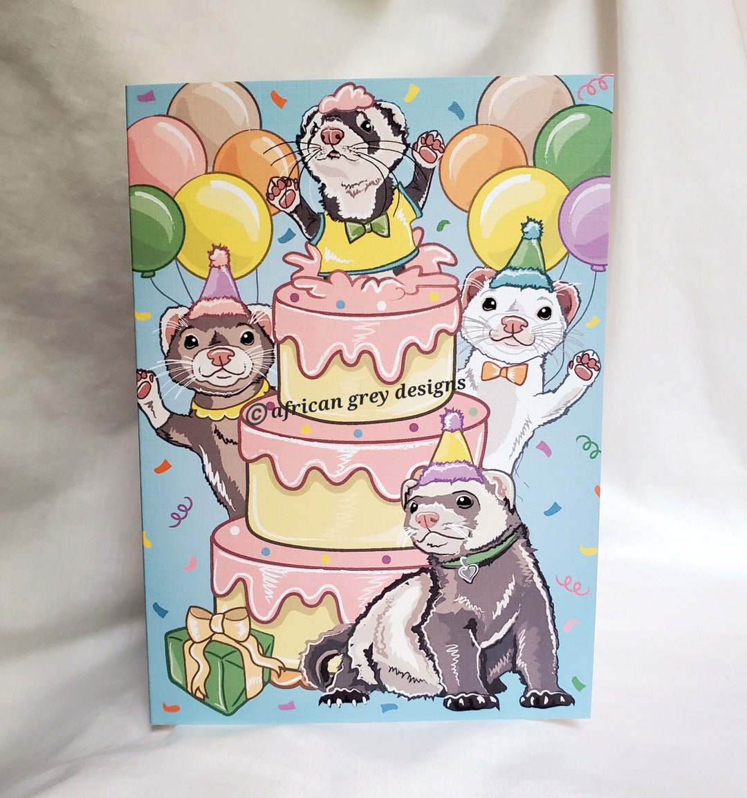 Ferret Birthday Cake Greeting Card - Etsy