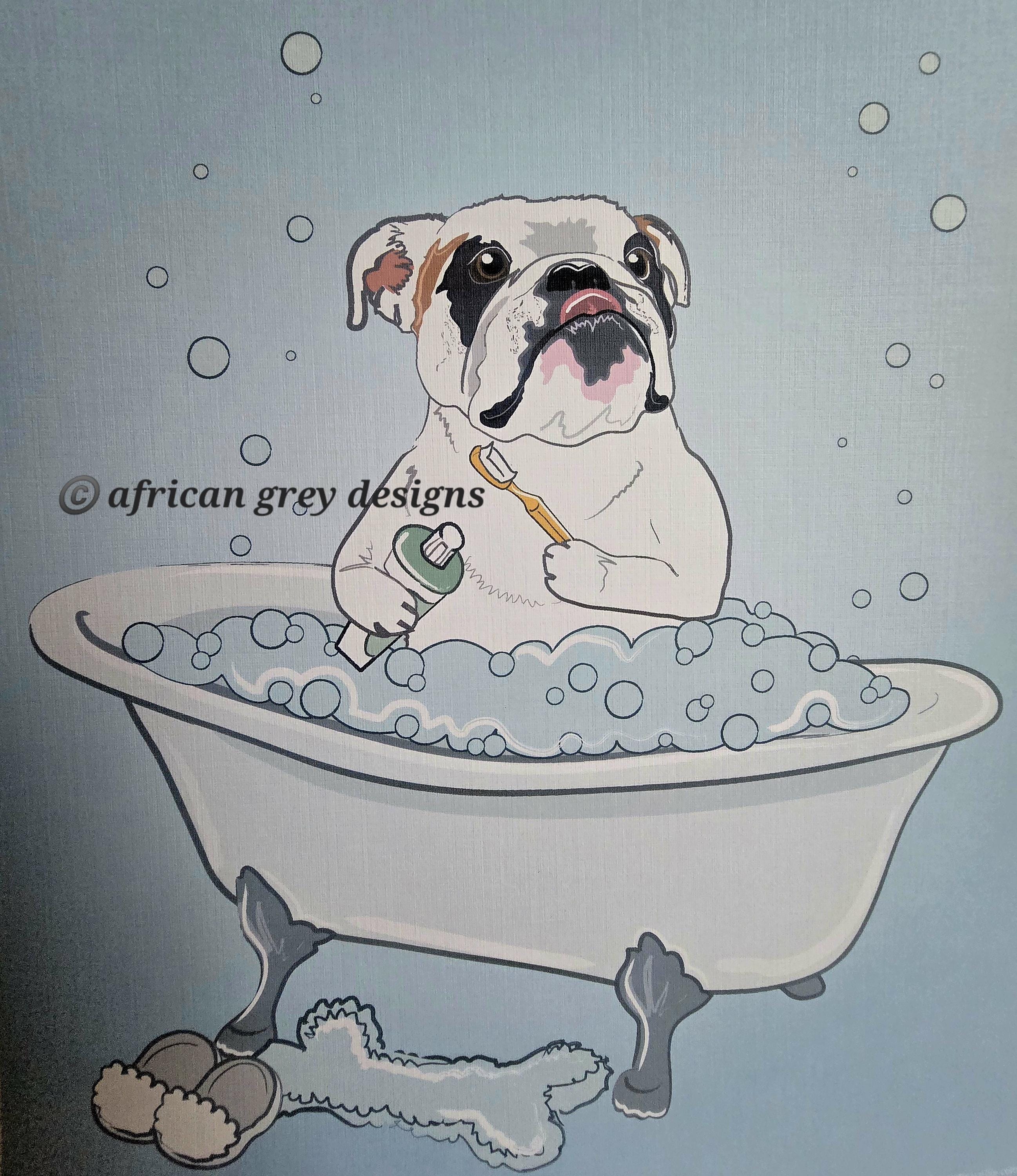Bathtime English Bulldog - Eco-friendly 8x10 Print - Etsy