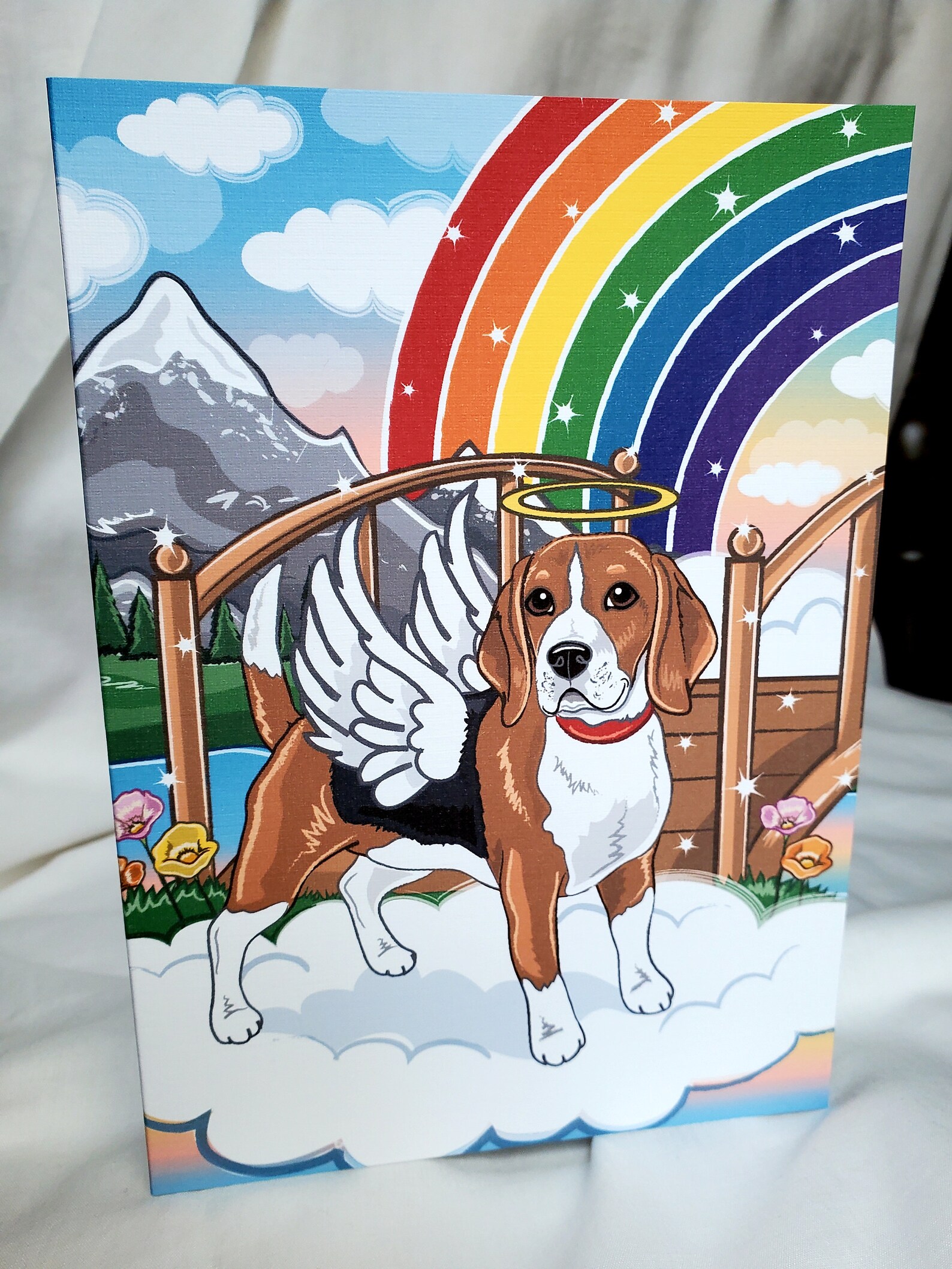 Rainbow Bridge Beagle Angel Greeting Card | Etsy