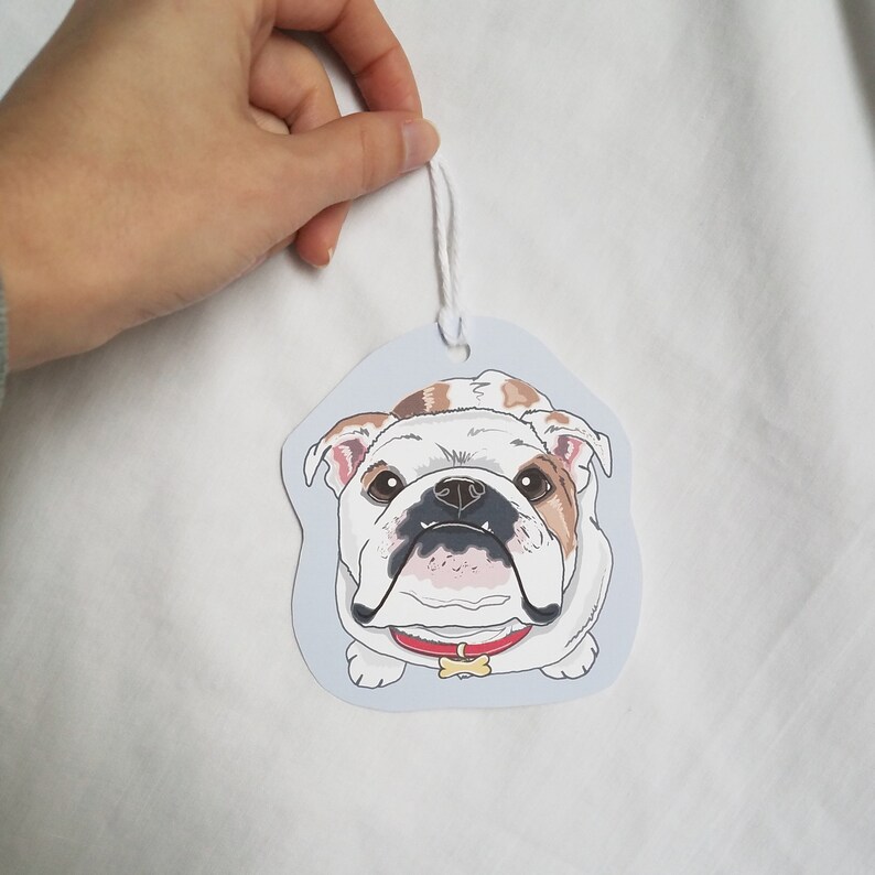 English Bulldog Linen Paper Gift Tag Printed on Recycled - Etsy