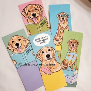 Golden Retriever Bookworm Bookmarks - Eco-friendly Set of 5 - Etsy