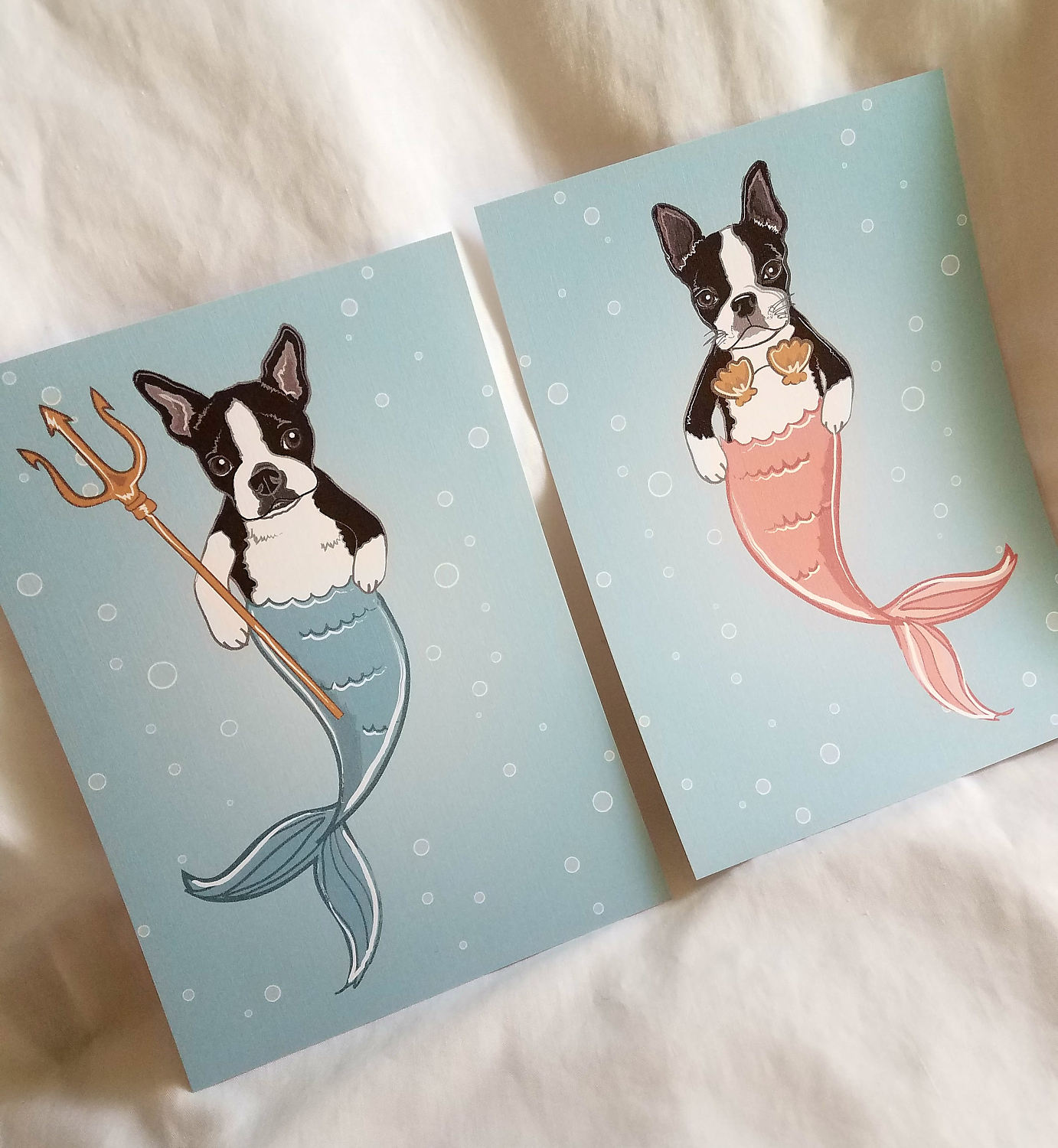 Boston Terrier Merdog Prints 5x7 Eco-friendly Pair | Etsy