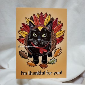 Thanksgiving Black Cat Greeting Card - Etsy
