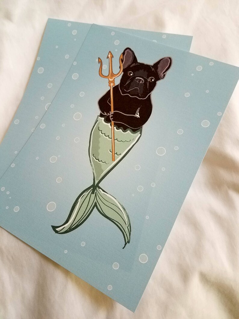 French Bulldog Mermaid Prints - 5x7 Eco-friendly Pair - Printed on ...