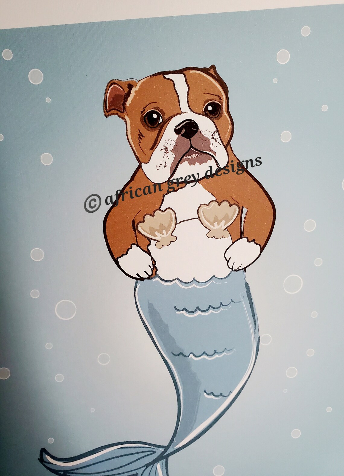 Mermaid English Bulldog - Eco-friendly 8x10 Print - Etsy