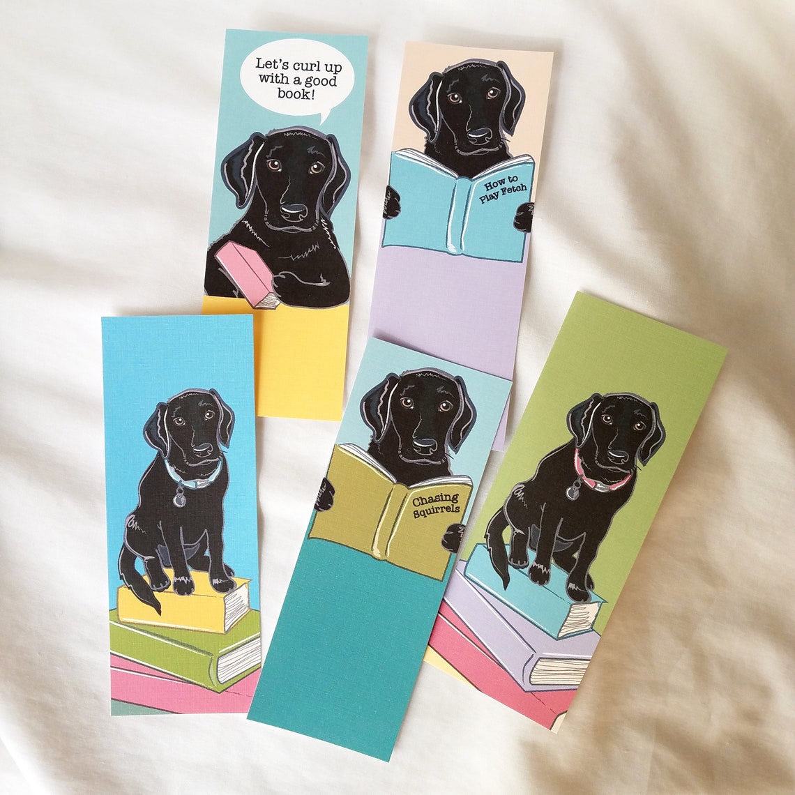 Black Lab Bookmarks Eco-friendly Set of 5 on Recycled Linen - Etsy